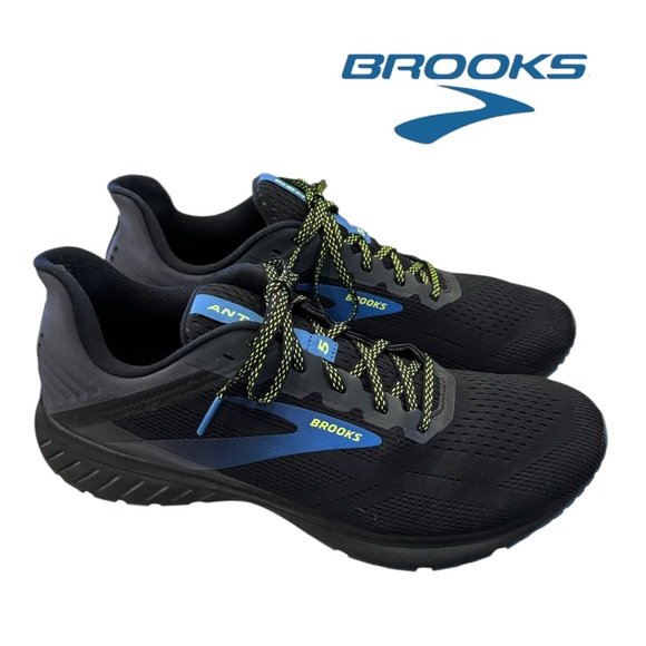 Brooks | Shoes | Brooks Anthem 5 Mens Black Blue Running Shoe Sneakers ...